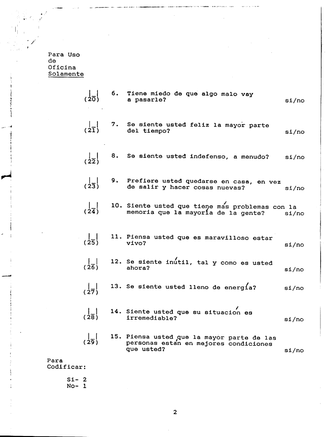 Castillian Spanish Version of the Geriatric Depression Scale
